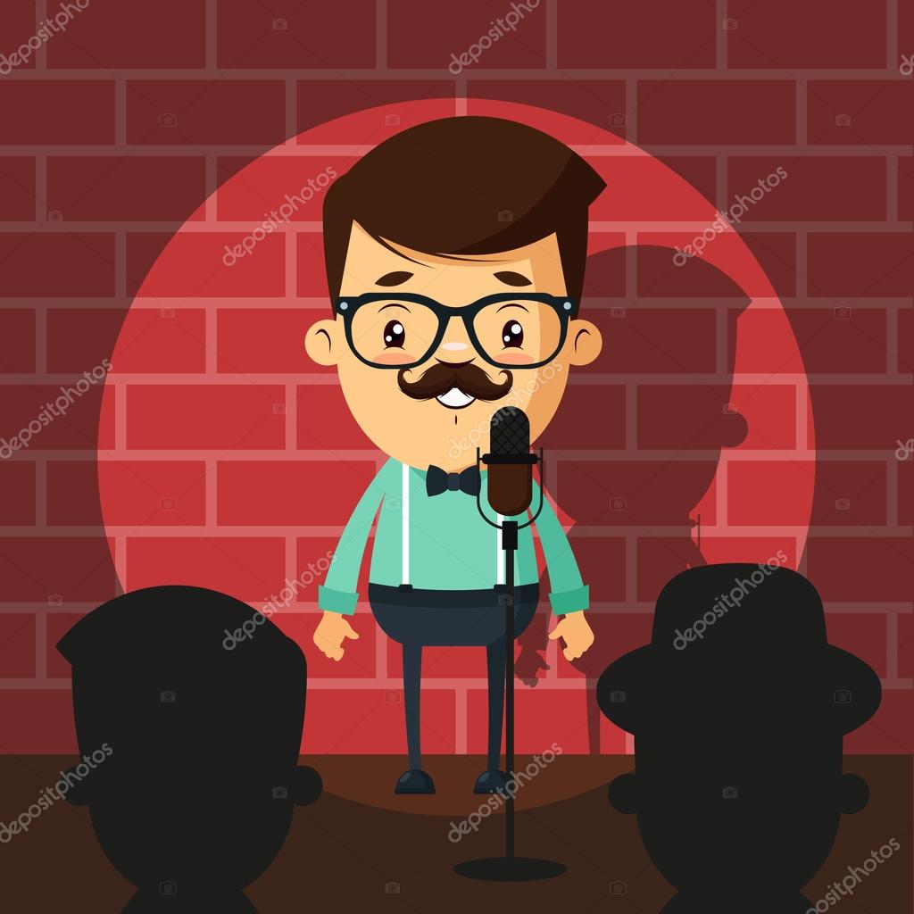 Divertido comediante haciendo de pie vector, gráfico vectorial ...