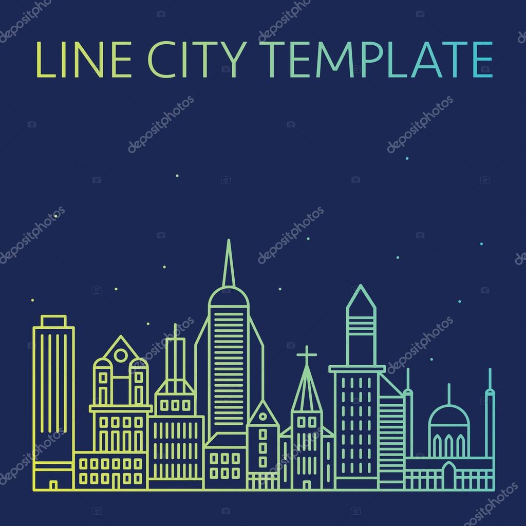 Outline buildings and houses in city — Stock Vector © TrueVector #91695762