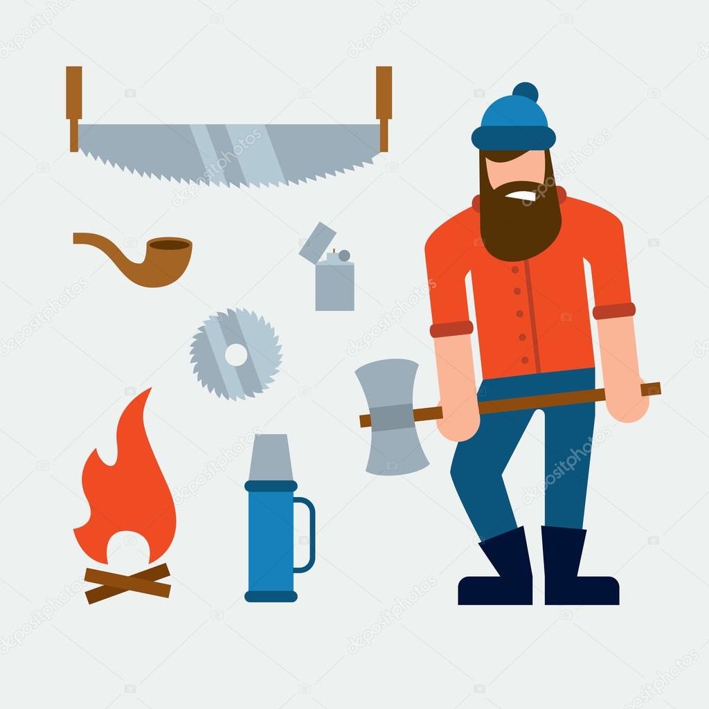 Illustration woodcutter set Stock Vector Image by ©TrueVector #91698846