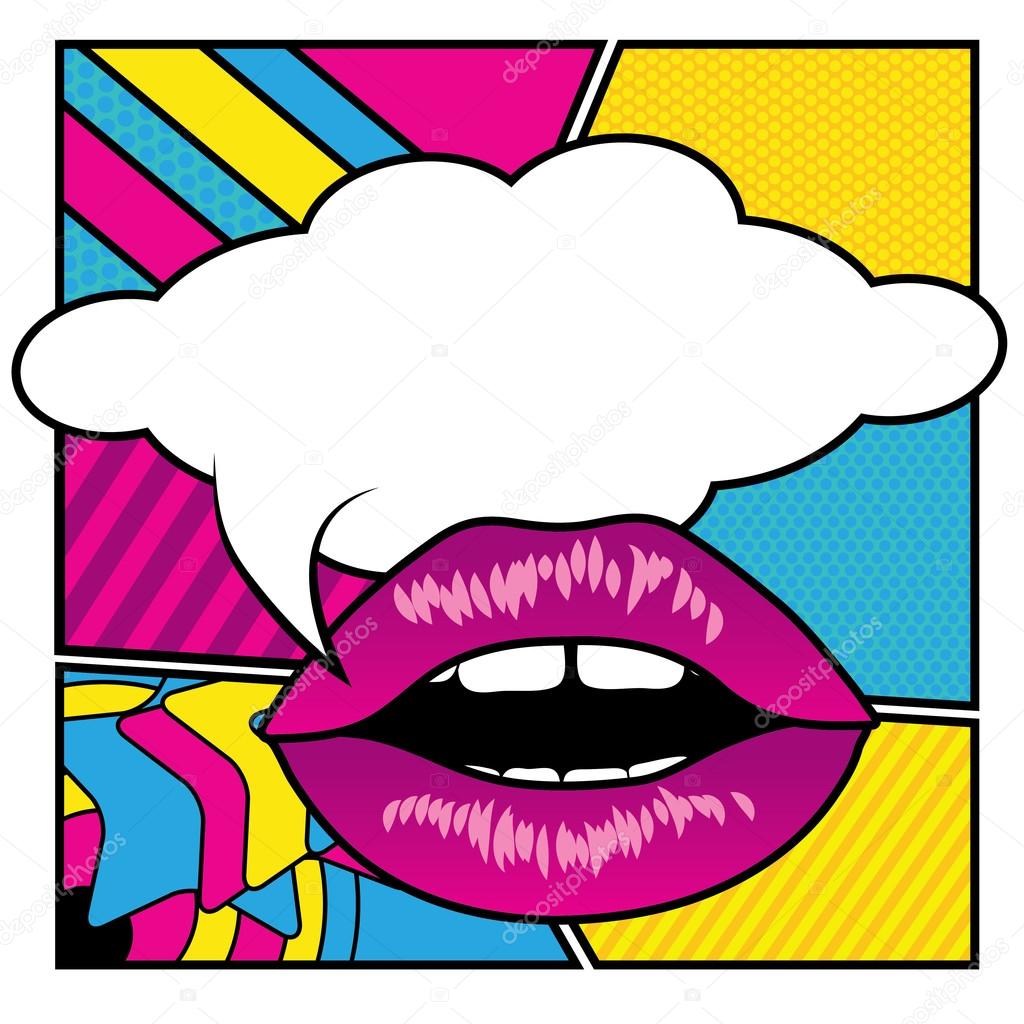 Pop Labios De Arte Burbuja Vector Gráfico Vectorial © Gal Amar