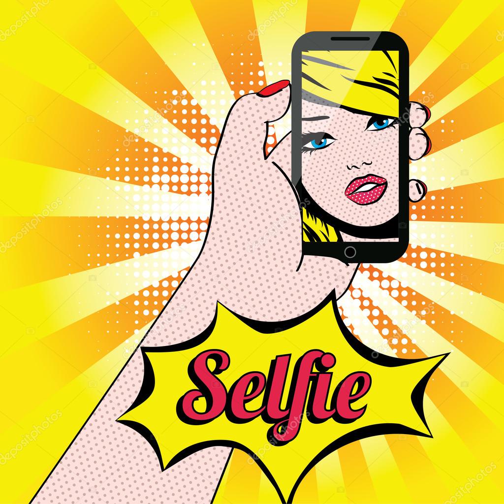 Woman Selfie Pop Art Stock Vector by ©Gal_Amar 91659724