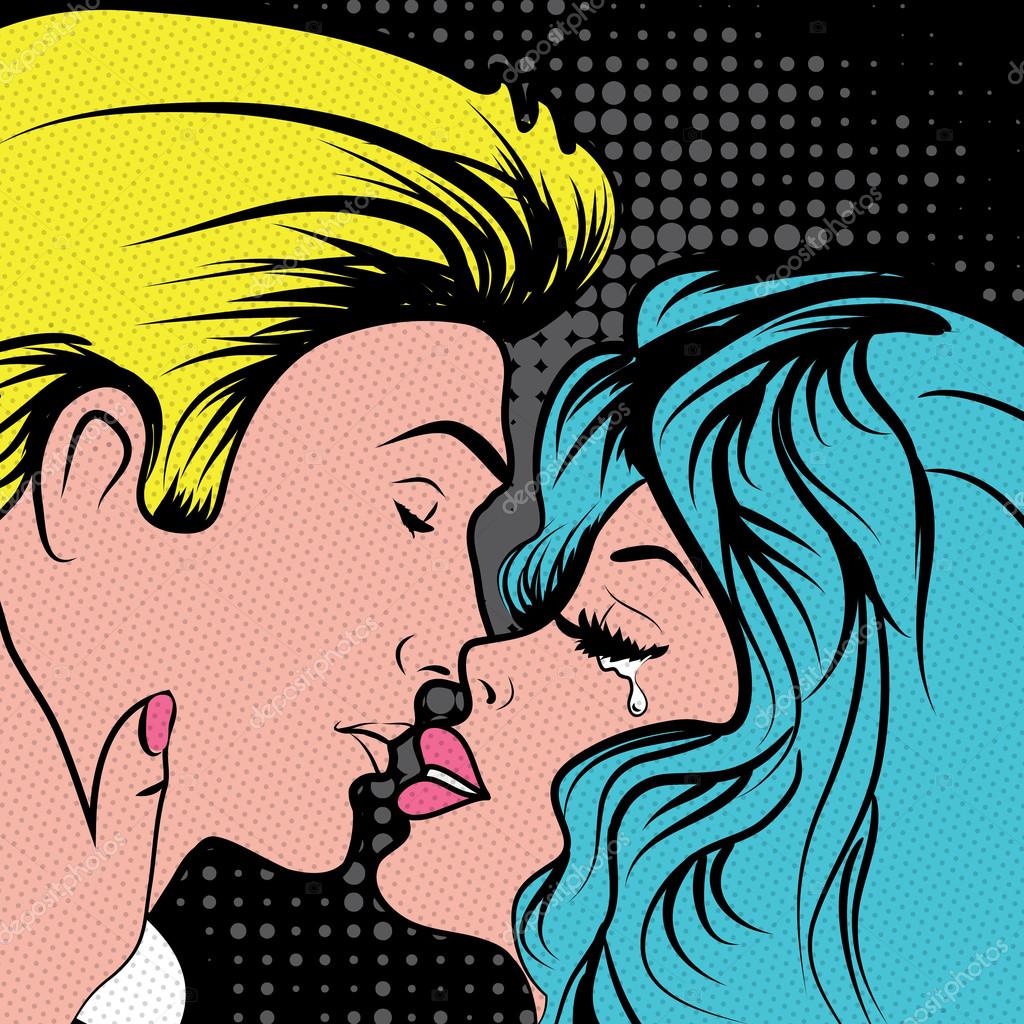 Konzulát Predlžujú Stádo Kiss Sexual Pop Art Konverzácia ísť Nakupovať