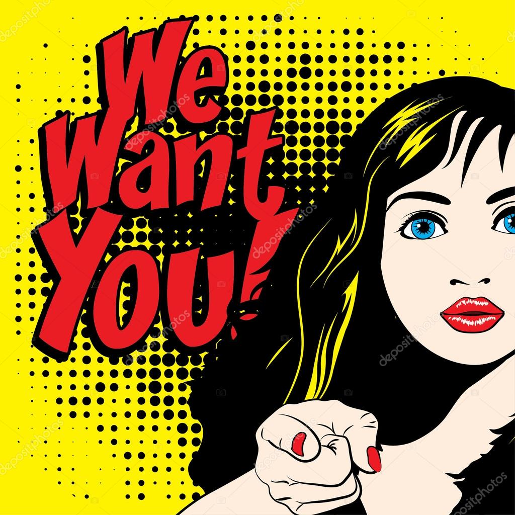 Woman - WE WANT YOU! — Stock Vector © Gal_Amar #94378532