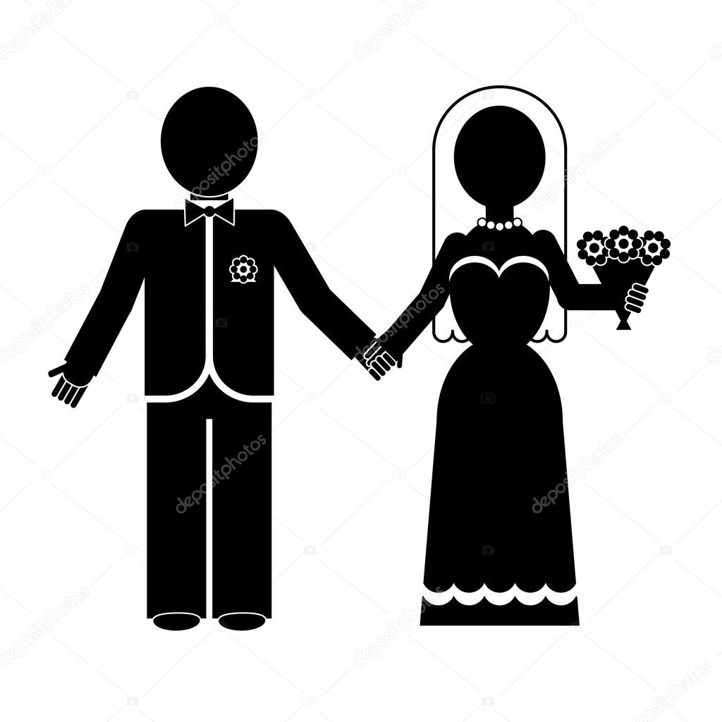 Silueta de novia y novio. Icono del vector .: fotografía de stock ...