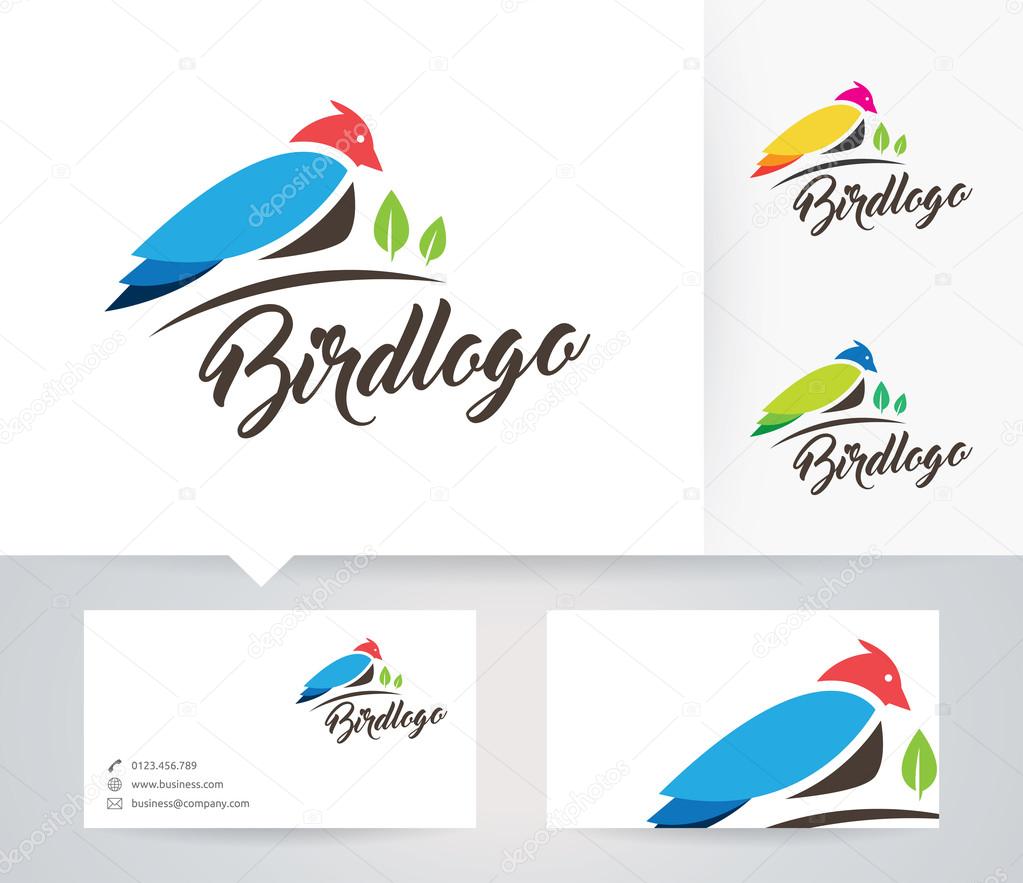 Bird vector logo with business card template Stock Vector Image by ...