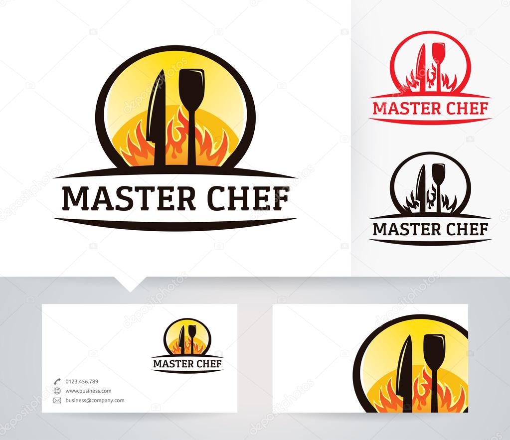 Master Chef vector logo with alternative colors and business card ...