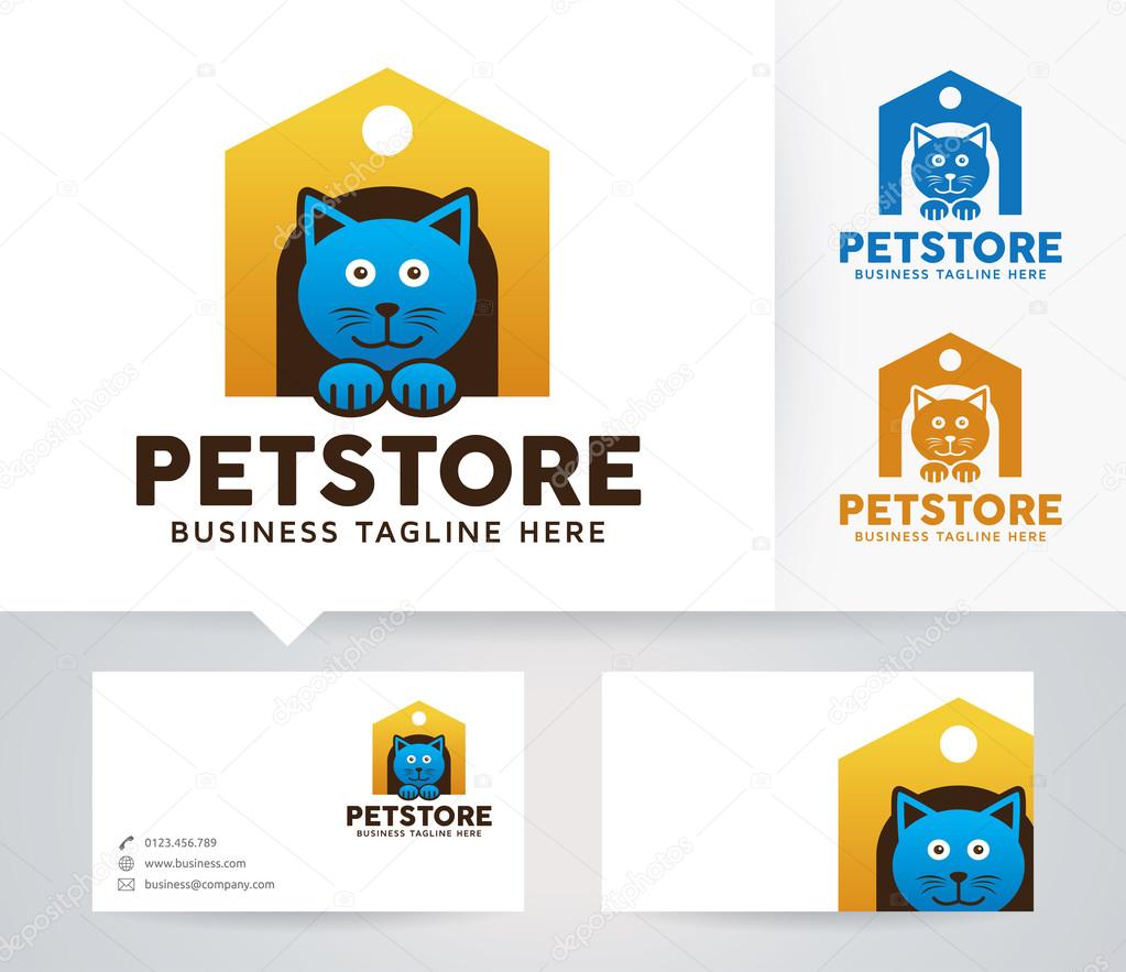 Pet Store vector logo with alternative colors and business card ...
