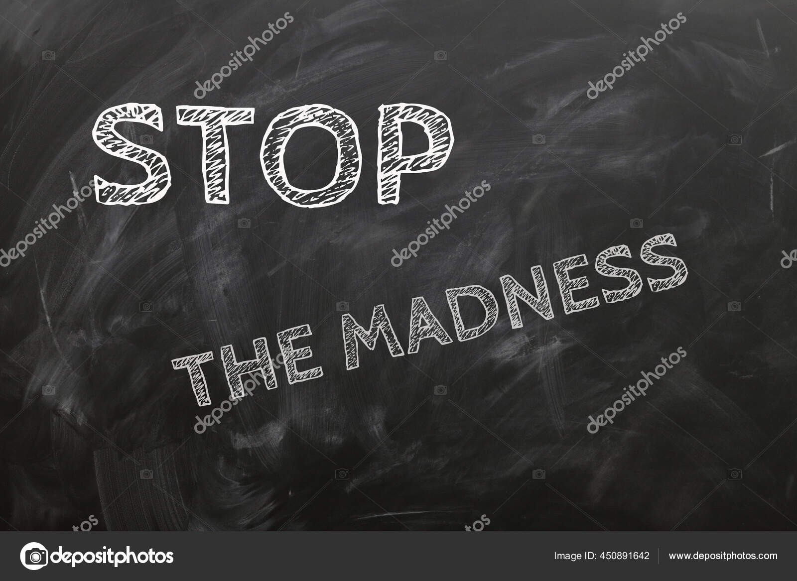 Stop Madness Sign False Information Bad Times Lies Written Black ...