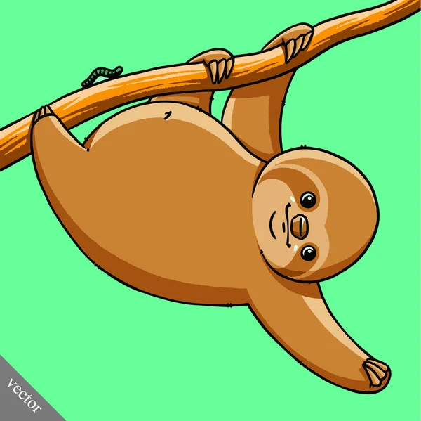 Funny cartoon cute fat vector sloth illustration — Stock Vector ...