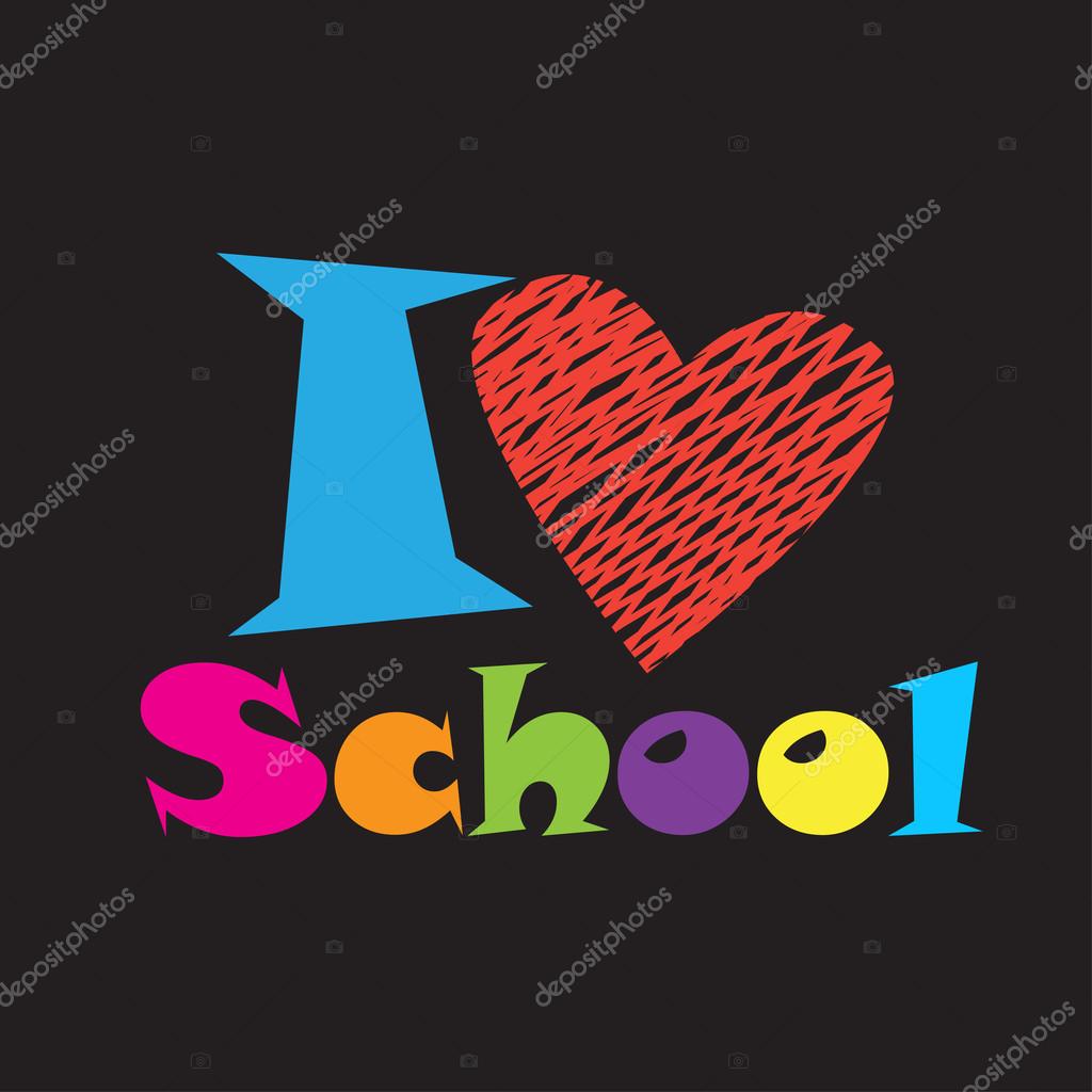 I love. I love school! Calligraphy lettering. Calligraphic letter. Back ...