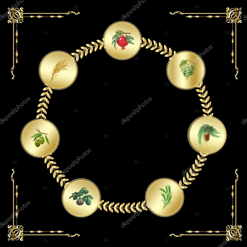 Grapes, date palm, pomegranate, ears of wheat, ears of rye, figs ...