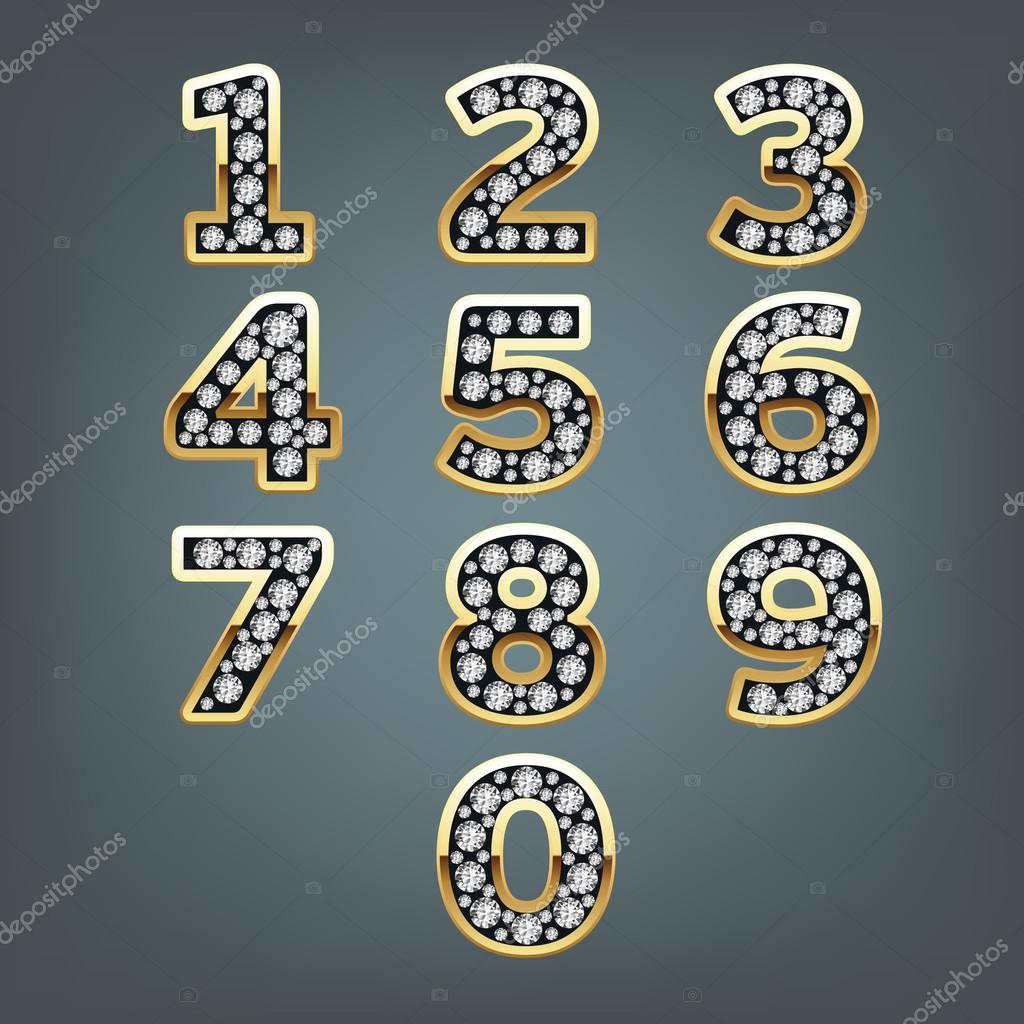 Golden numbers with diamonds. Stock Vector Image by ©konoreyka.gmail ...