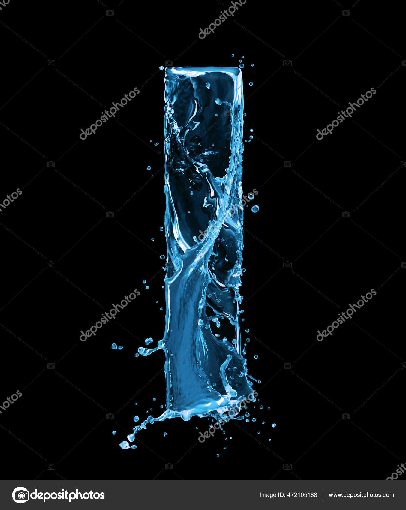 Latin Letter Made Water Splashes Black Background Stock Photo by ...