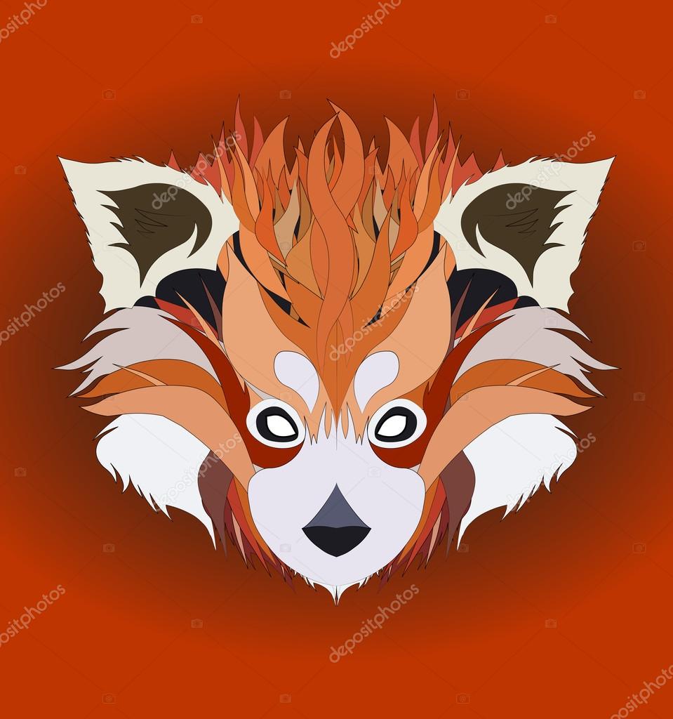 Red panda with fire hair Stock Illustration by ©galkin.bk.bk.ru #96074772