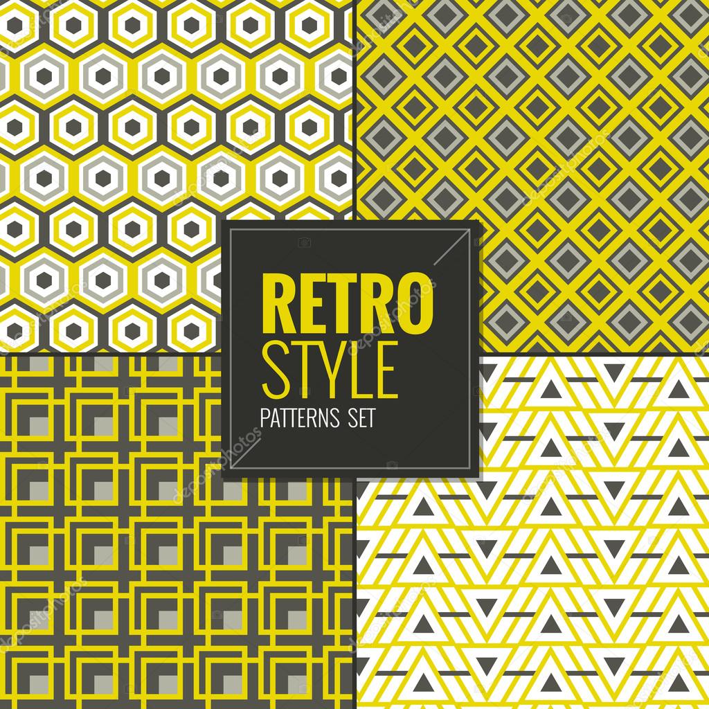 Retro vintage seamless patterns set vector illustration Stock Vector by ...