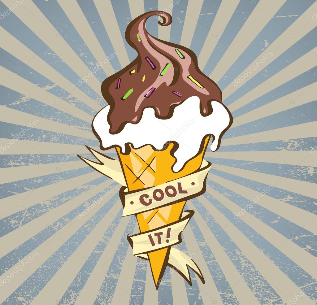 Retro Ice Cream Poster. Modern vintage vector illustration. Stock ...