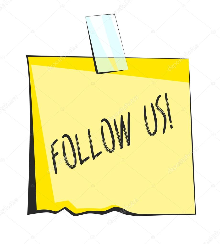 Follow us paper sticky note. Retro reminder sticker Stock Vector Image ...