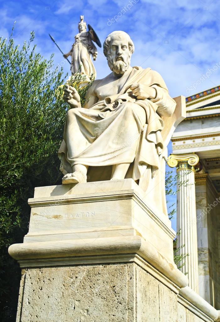 The statue of Plato outside of the Academy in Athens Greece — Stock ...