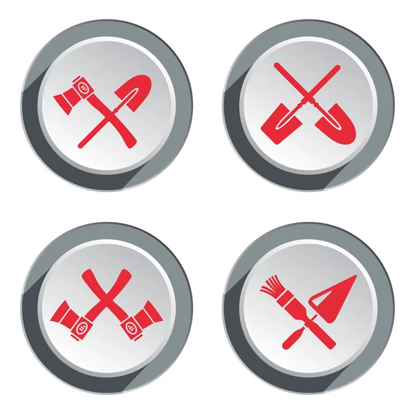 Tools icon set. Axe, hache, pallet, spattle, shovel, spade. Work, toil ...