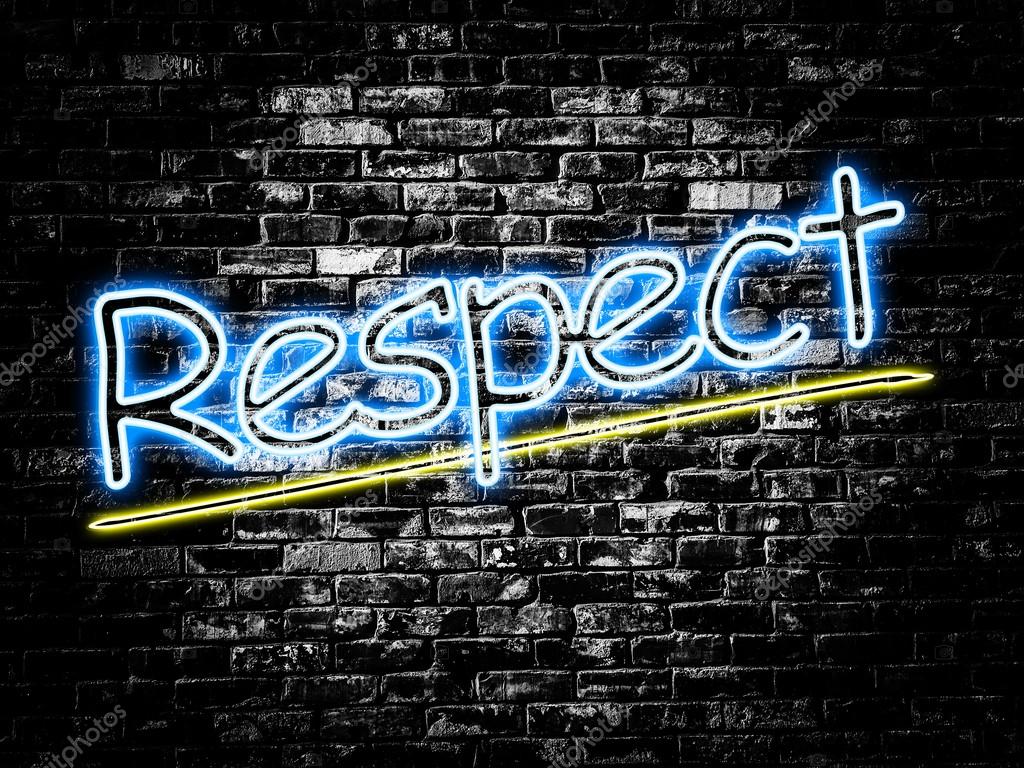 Respect sign on old black vintage brick wall background Stock Photo by ...