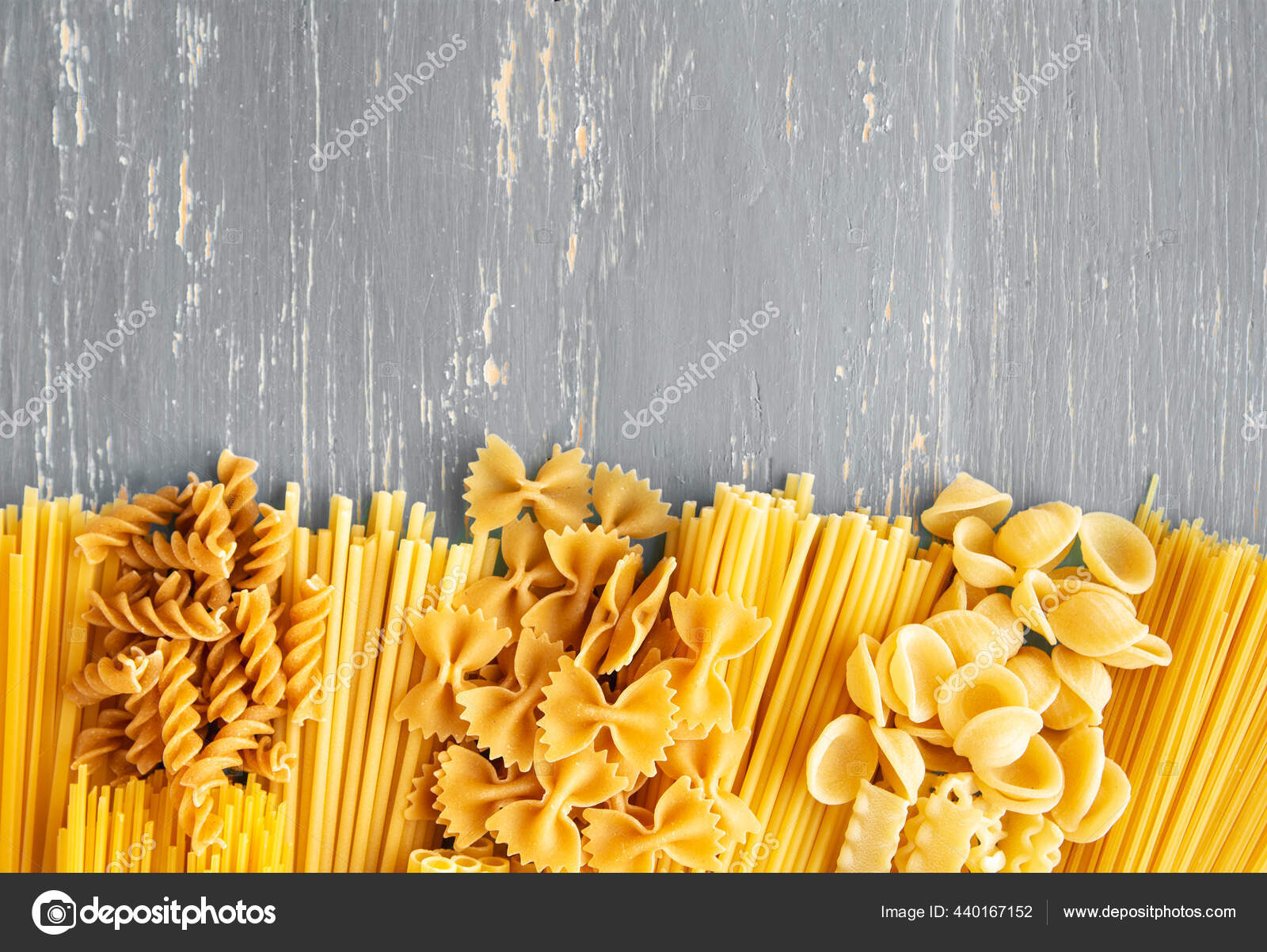 Variety Types Shapes Raw Italian Pasta Spaghetti Traditional Italian ...