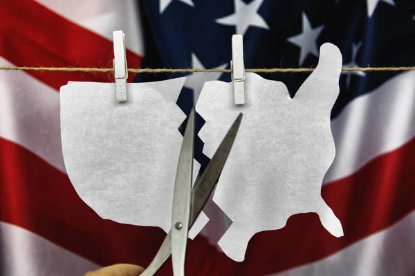 Torn Map America Usa Sewn Back Together Symbol Healing Unite — Stock ...