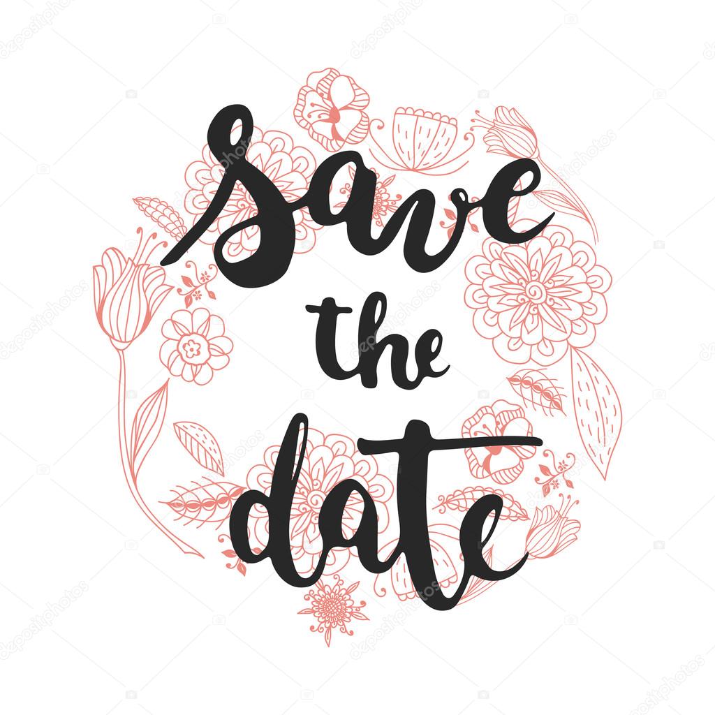 Dessiné à la main typographie phrase de lettrage Enregistrer la date ...
