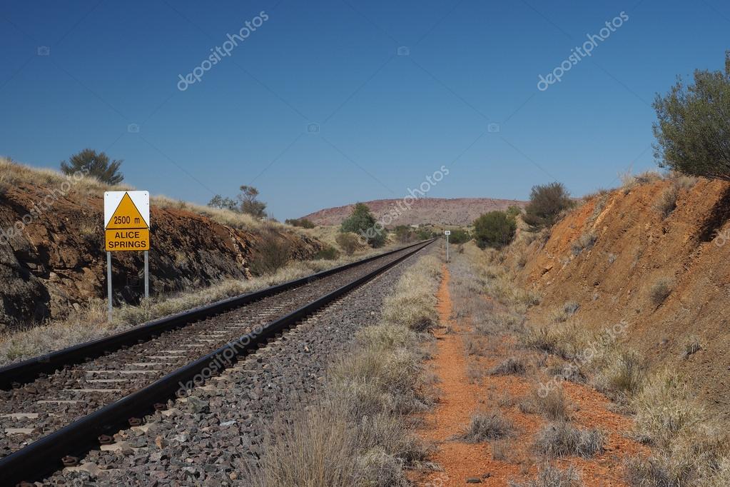 The Ghan railway track from Darwin to Alice Springs Stock Photo by ...