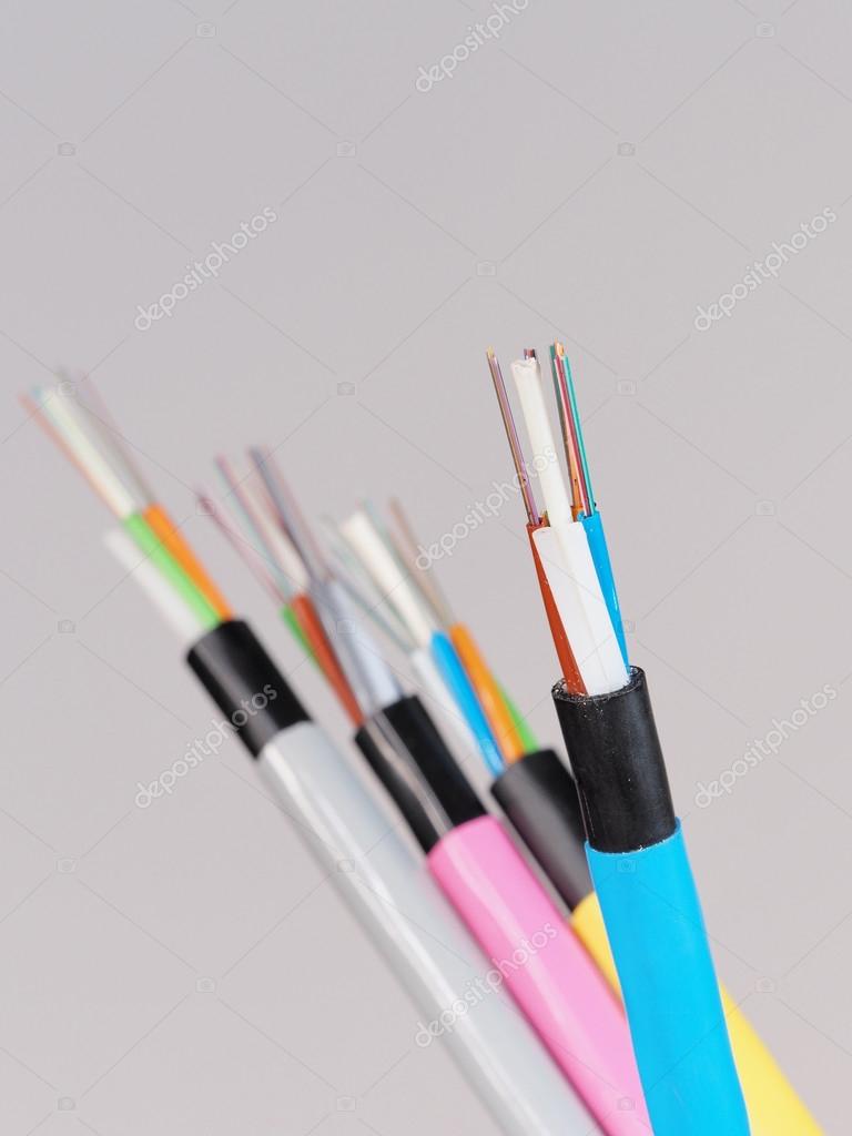 Group of 7 different fiber optic cable ends — Stock Photo © Stringer ...