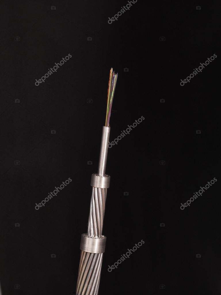 High voltage conventional ACSR design power line conductor on black ...