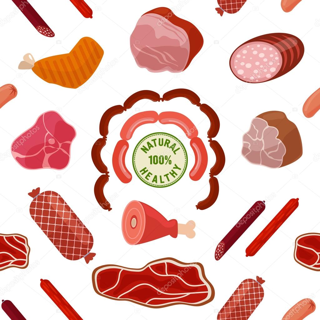 Meat Background. Seamless Pattern with Meat. Butchery Background ...