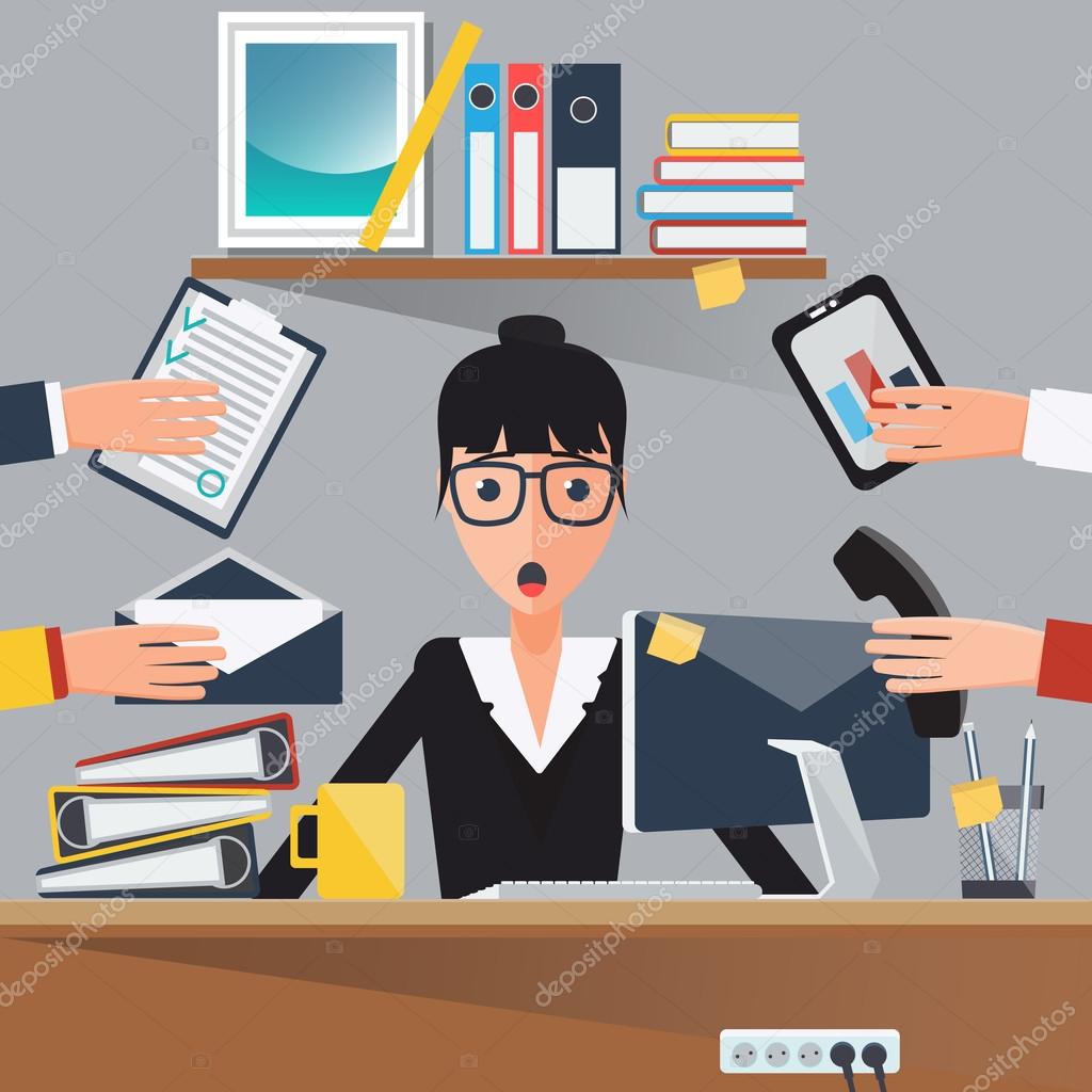 Free Clipart Busy Office Woman