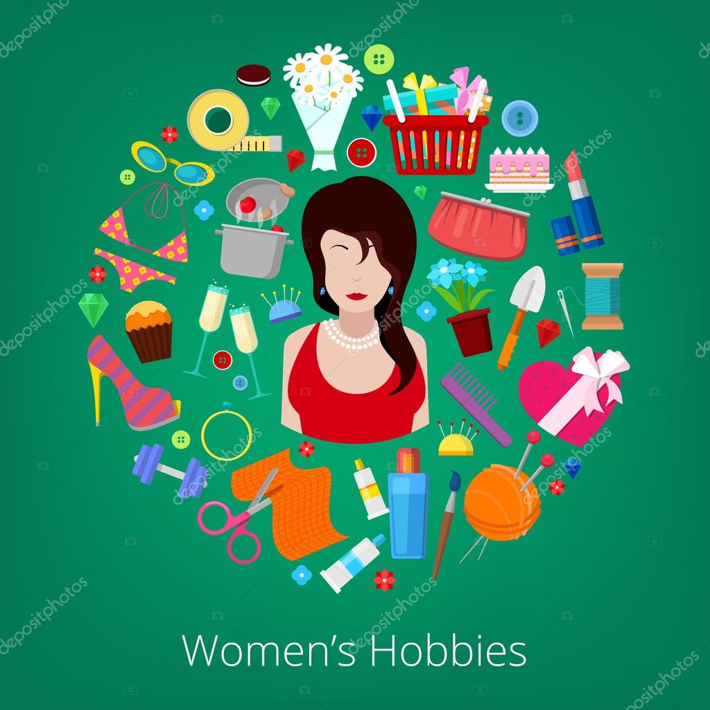 Set de Elementos Hobby Mujer con Flores, Cocina, Cosméticos y Elementos ...