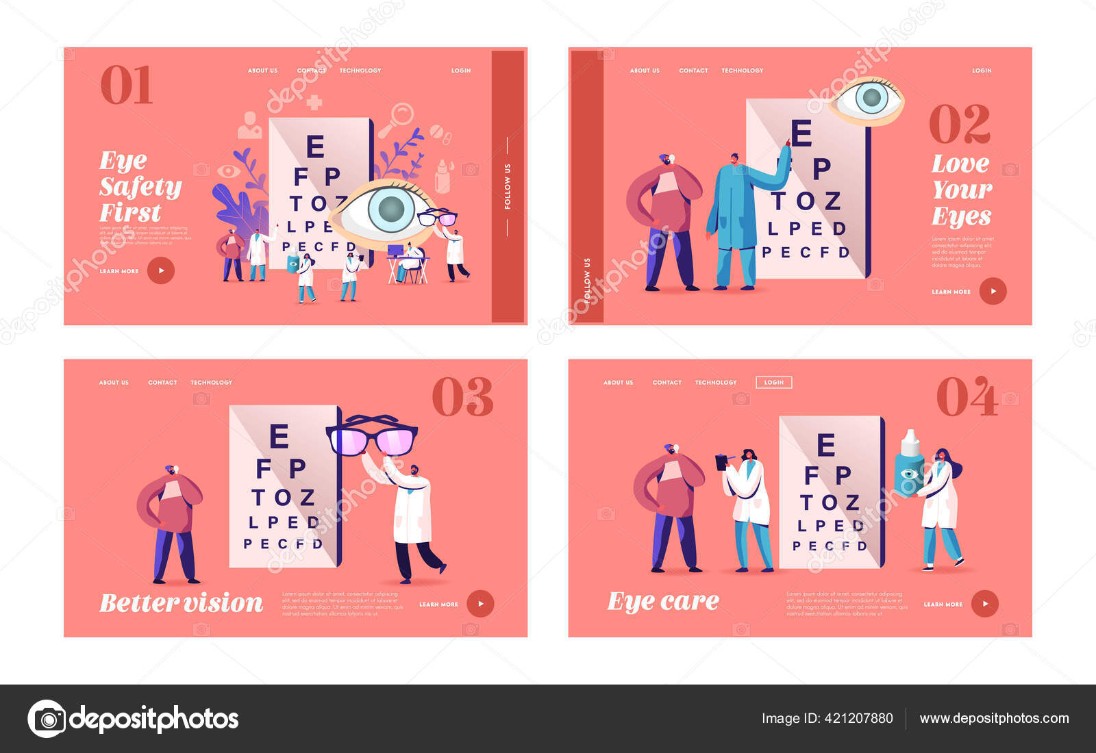 Optician Exam for Glaucoma Treatment Landing Page Template Set ...