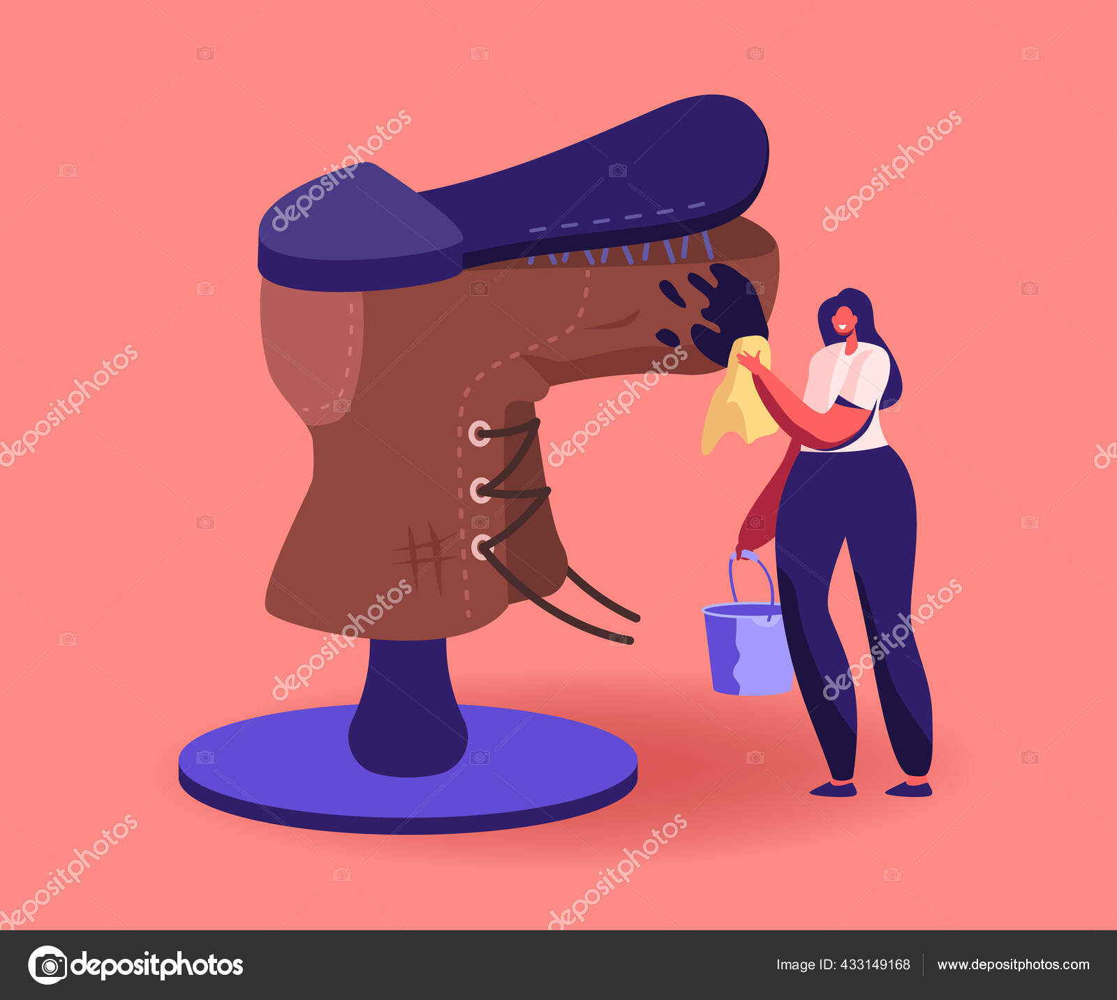 Tiny Shoemaker Character Repair Huge Worn Boot Remove Dirt, Master in ...