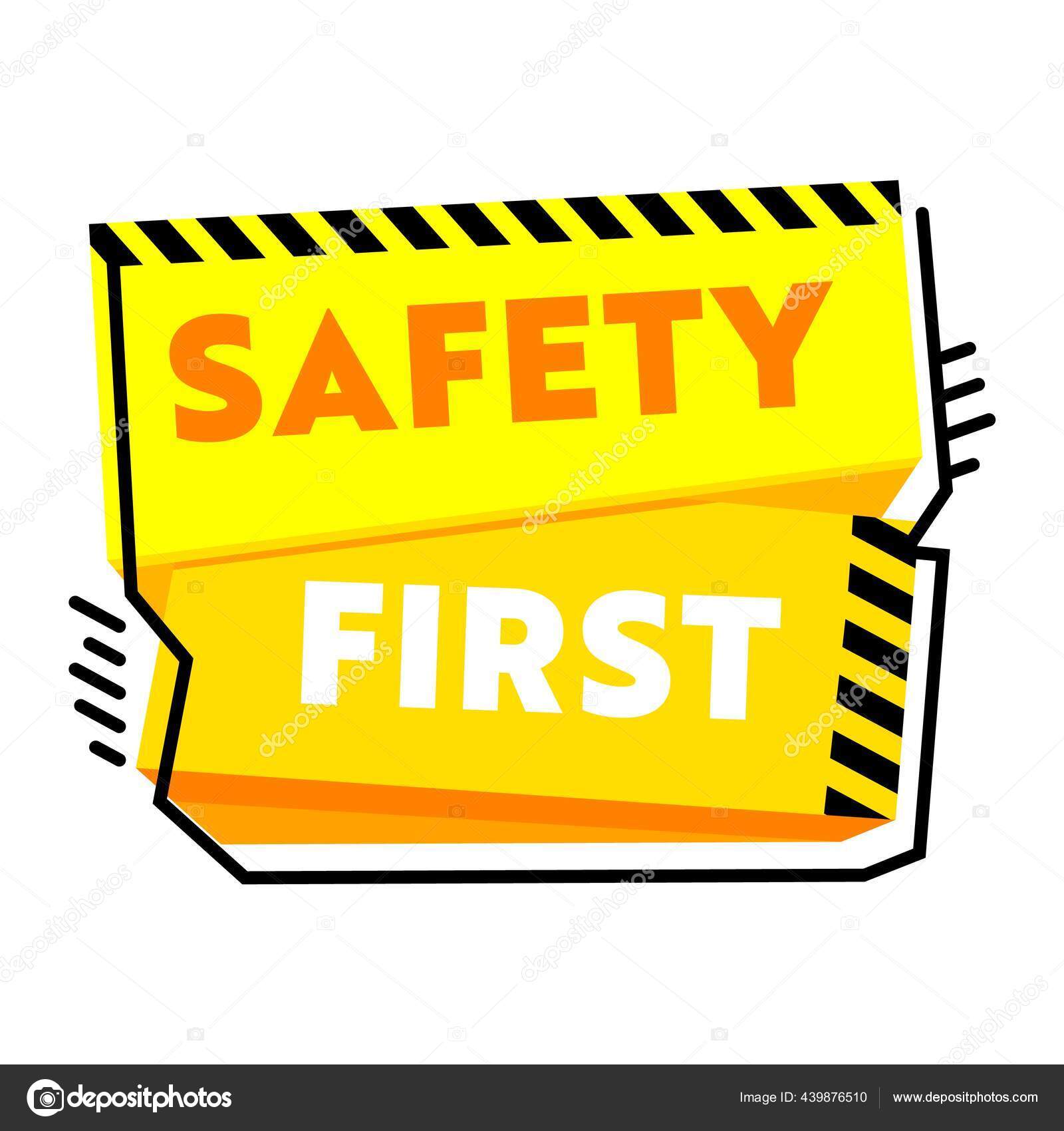 Safety First Creative Banner Trendy Linear Style Isolated on White Background. Work Safety ...