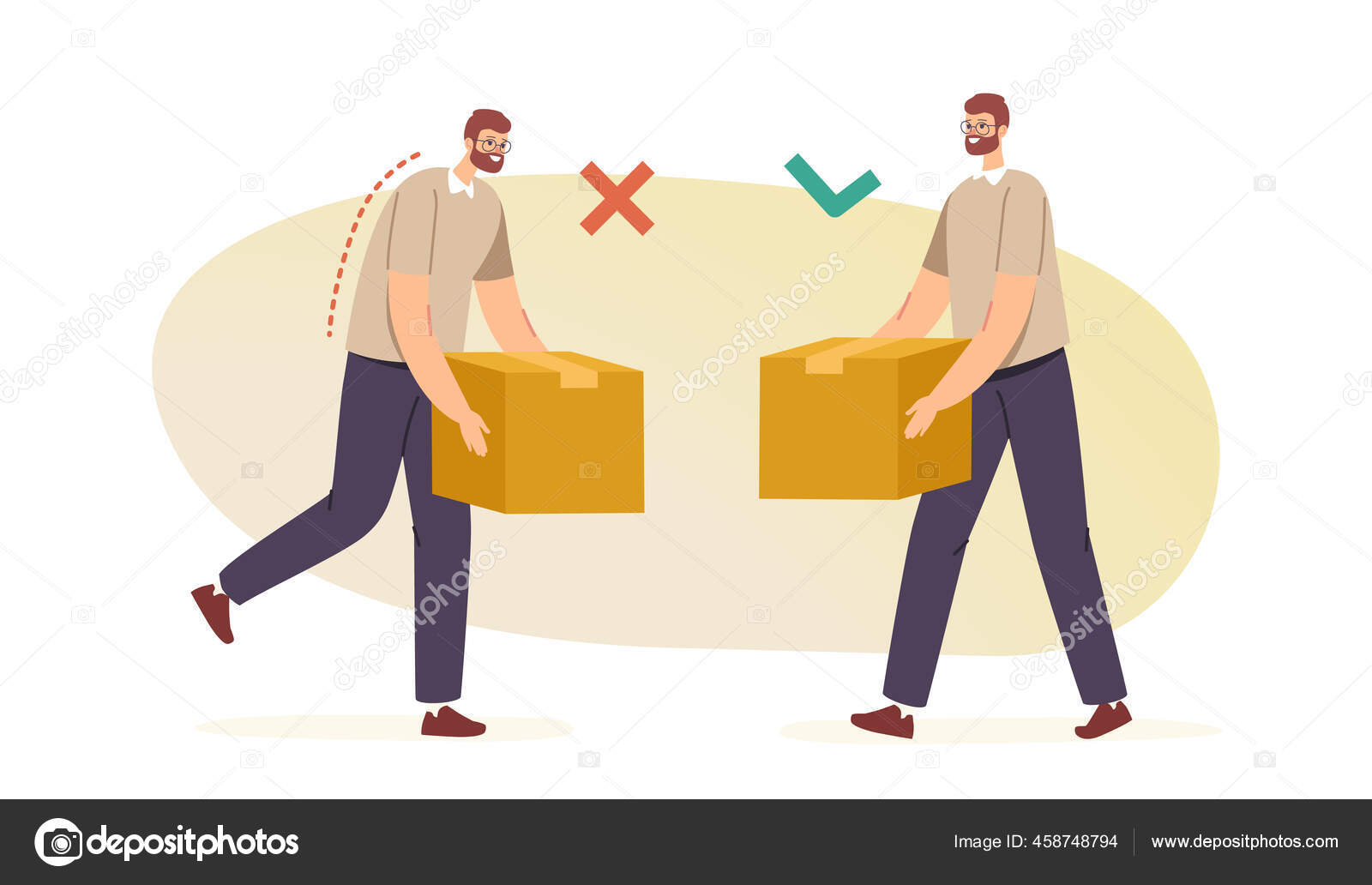 Right and Wrong Manual Handling and Lifting of Heavy Goods Concept ...