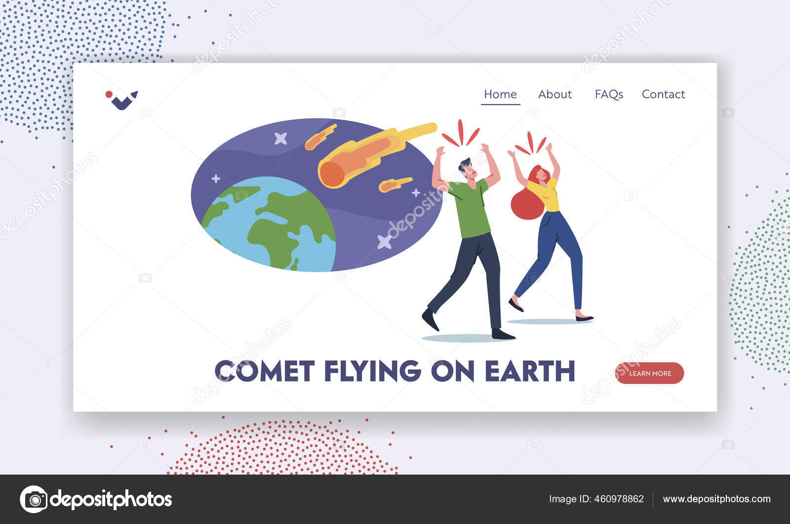 Apocalypse Disaster Landing Page Template. Frightened Characters Run ...