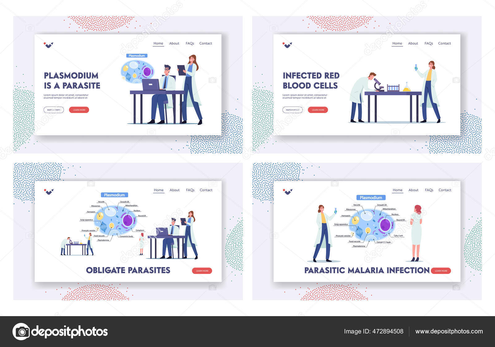 Scientists Characters Learn Plasmodium Parasites Landing Page Template ...