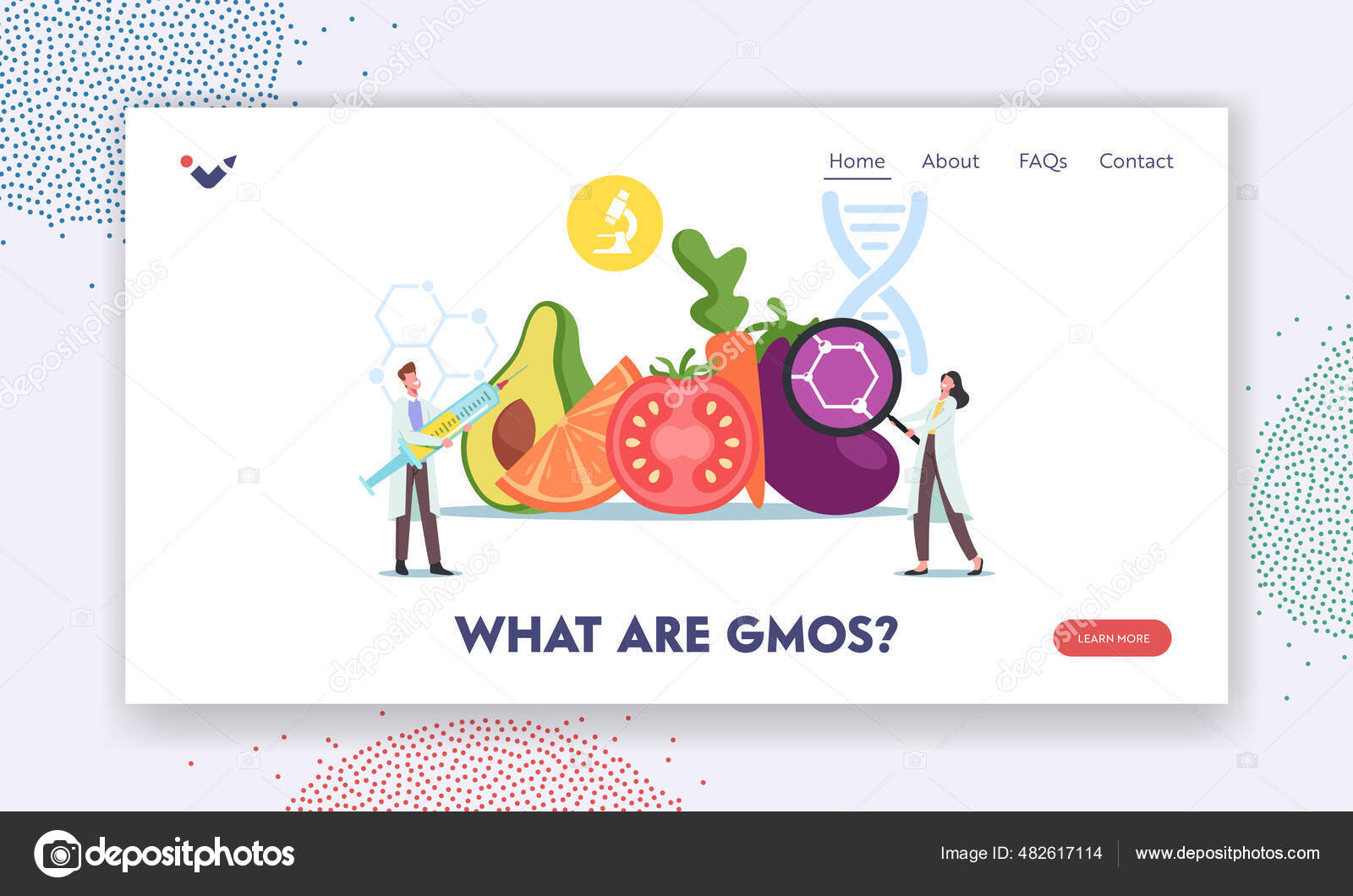 What is GMO Landing Page Template. Tiny Scientists Characters at Huge Genetically Modified Food ...