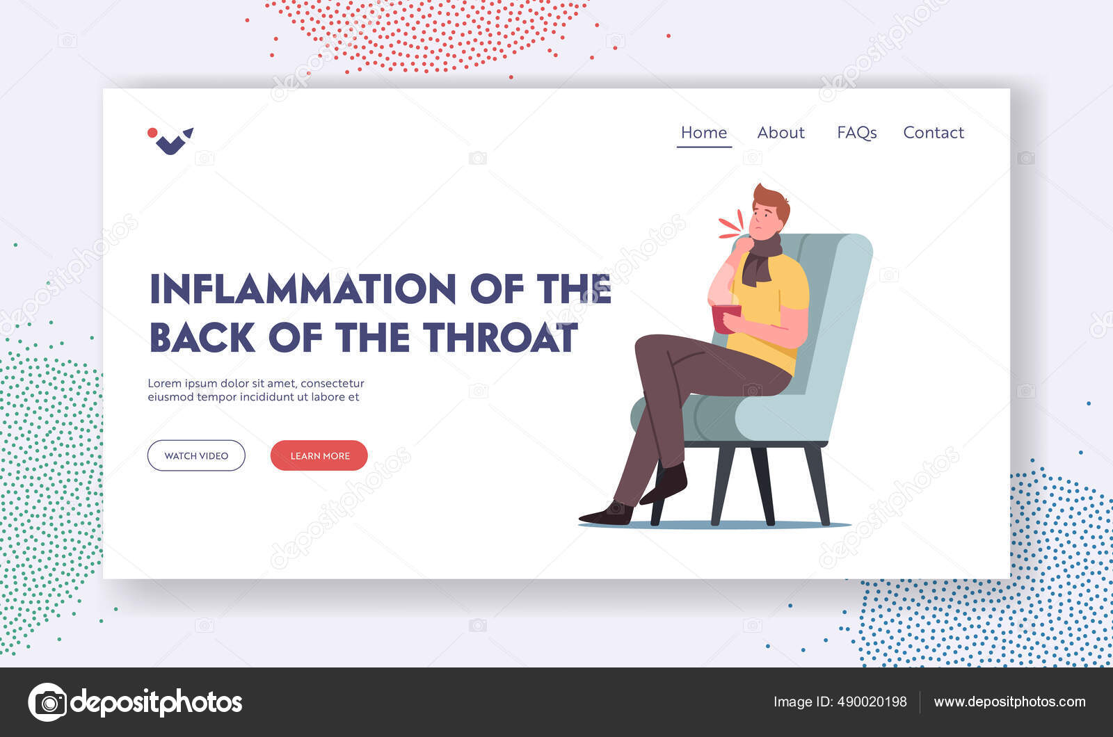 Inflammation of the Back of Throat Landing Page Template. Flu ...