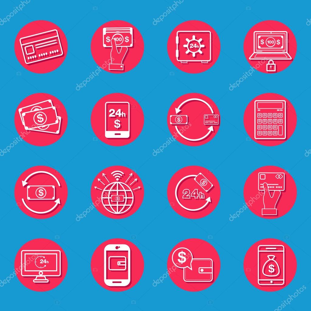 Internet Banking Icons Set in flat style Stock Vector Image by ...