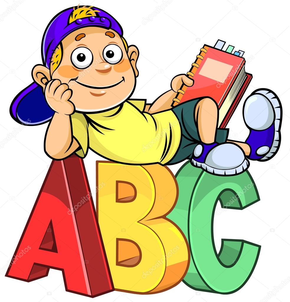 Ilustracion De Los Ninos De Dibujos Animados Con Letra Abc En Forma De ...