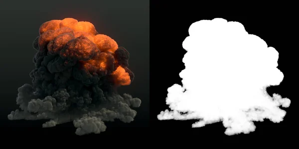 Highly realistic fire explosions with dark smoke and alpha matte to ...