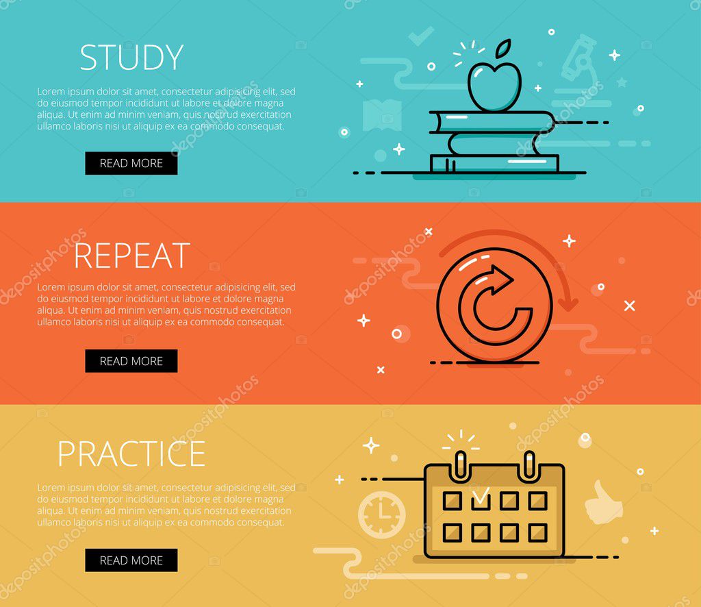 Study line vector web banners set ⬇ Vector Image by © super-belickaya ...