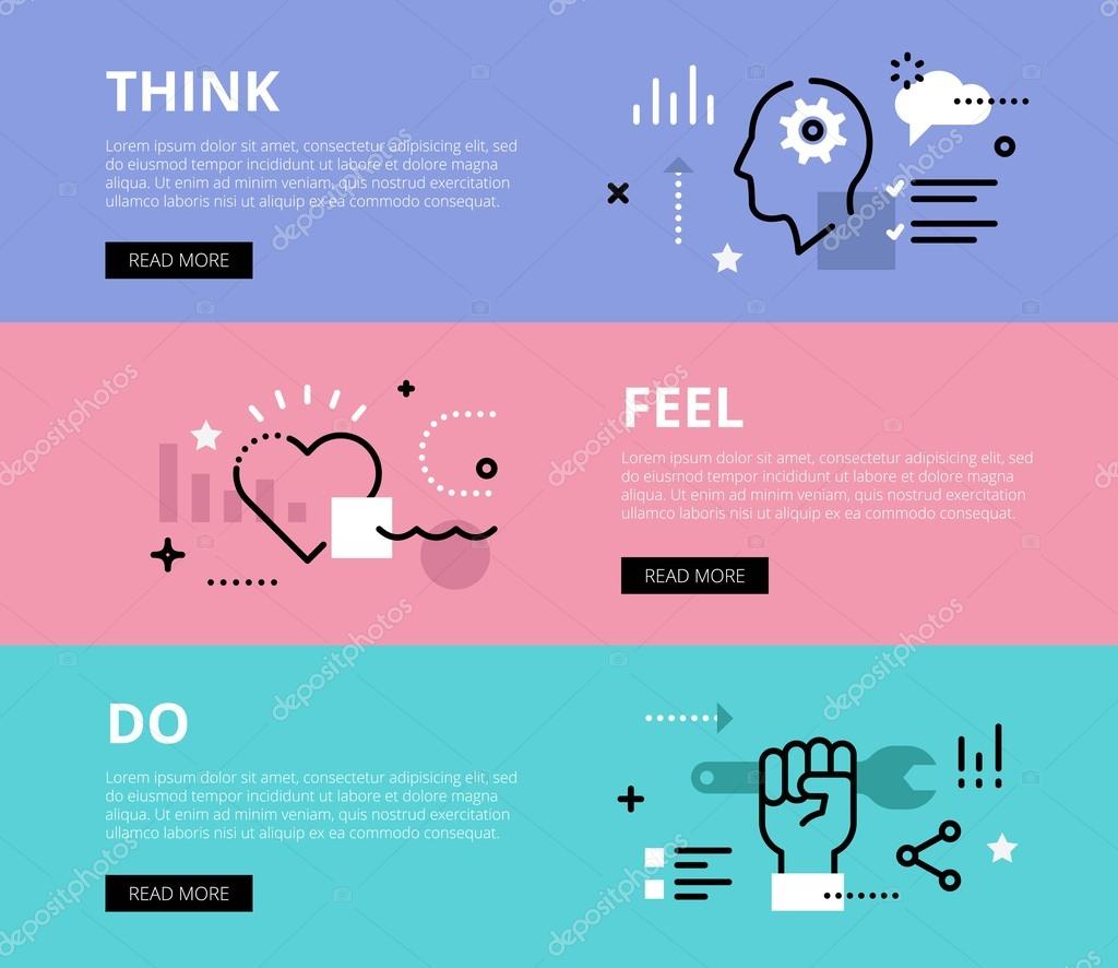 Think. Feel. Do. Web banners vector set — Stock Vector © super ...