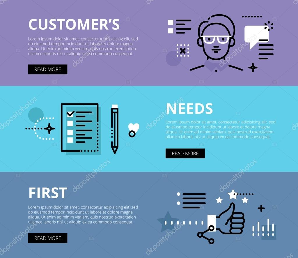 Customers Needs First. Web banners vector set ⬇ Vector Image by © super ...