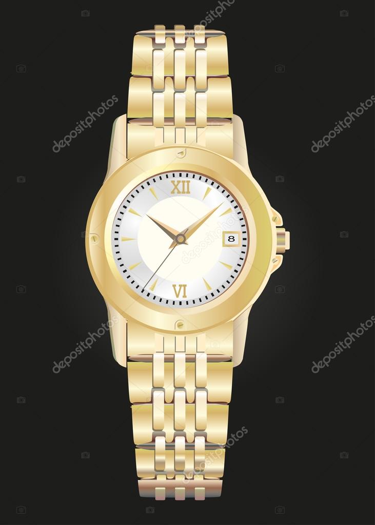 Gold watch on a black background Stock Vector Image by ©mskorchenko1805 ...