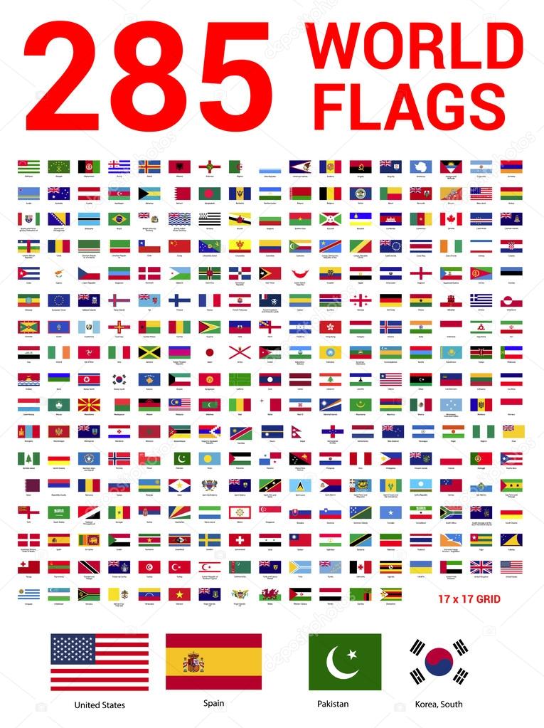 Set of 285 world Flags of sovereign states Stock Vector Image by ...