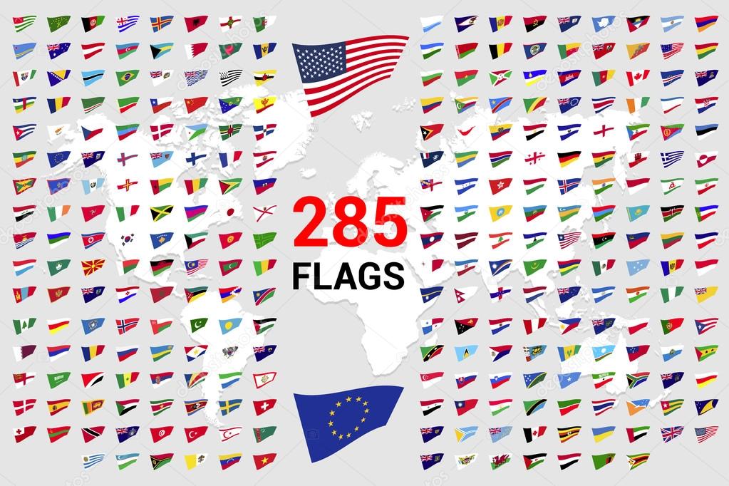 Set of 285 world Flags of sovereign states Stock Vector Image by ...